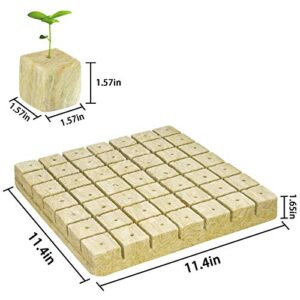 Halatool 1.5 Inch Garden Rockwool Stonewool, Rockwool Grow Cubes, 4 Sheets Starter Plugs for Soilless Cultivation, Seedlings Cuttings, Clone Plants, Hydroponics Germination Start (196 Plugs in Total)