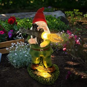 perfectop solar military garden gnome statue with rpg, large war army combat defender soldier patriotic gnome figurine with gun, outdoor patio yard lawn decor, thanksgiving christmas ornament gift