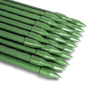 garden stakes 60 inches plastic coated hollow steel plant stakes, tomato stakes, pack of 25