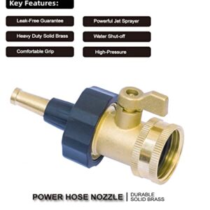 PLG Heavy Duty Brass High Pressure Jet Hose Nozzle with Hose Shut off Valve for Garden Hose