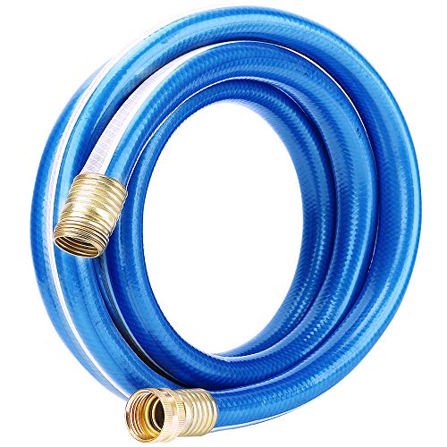 Solution4Patio Garden Hose Short 3/4 in. x 10 ft. Water Hose Blue Lead-in Hose Male/Female High Water Pressure with Solid Brass Fittings for Water Softener, Dehumidifier, Vehicle 8 Years Warranty