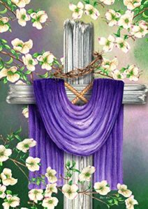 toland home garden 1112324 easter cross easter flag 12×18 inch double sided easter garden flag for outdoor house religious flag yard decoration