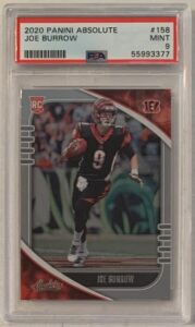 joe burrow 2020 panini absolute football rookie card rc #158 graded psa 9