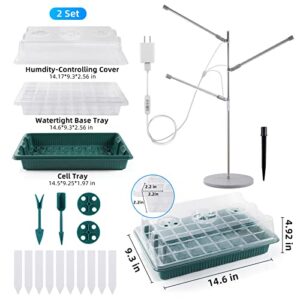 Seed Starter Tray, 80 Cells Seed Starter Kit with 360°Full Spectrum Grow Lights for Seed Starting, 72 LED Height-Adjustable Seed Starting Lights, Timable,Germination Tray with Humidity Control Domes