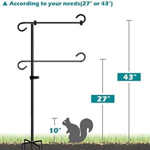 Koutemie 49 Inch Extra Tall Garden Flag Stand Holder Pole with 5 Prong Bases for 12 x 18 Outside Fall Yard Flags Décor, Matte Black