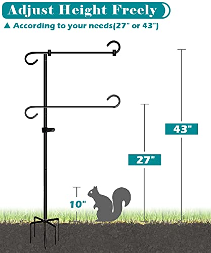 Koutemie 49 Inch Extra Tall Garden Flag Stand Holder Pole with 5 Prong Bases for 12 x 18 Outside Fall Yard Flags Décor, Matte Black