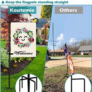 Koutemie 49 Inch Extra Tall Garden Flag Stand Holder Pole with 5 Prong Bases for 12 x 18 Outside Fall Yard Flags Décor, Matte Black