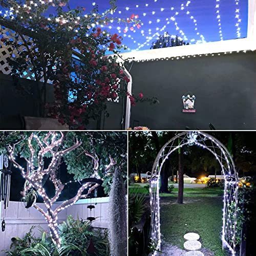 JMEXSUSS 2 Pack Each 200 LED Solar Fairy Lights Outdoor Waterproof, 66ft White Solar String Lights Outdoor with 8 Modes, Copper Wire Solar Twinkle Lights for Camping Tree Garden Party Decorations