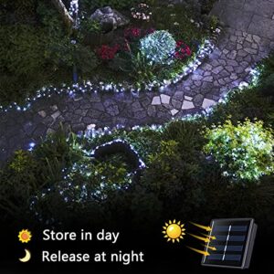 JMEXSUSS 2 Pack Each 200 LED Solar Fairy Lights Outdoor Waterproof, 66ft White Solar String Lights Outdoor with 8 Modes, Copper Wire Solar Twinkle Lights for Camping Tree Garden Party Decorations