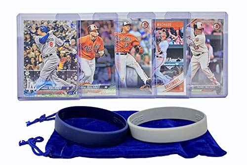 Manny Machado Baseball Cards (5) ASSORTED San Diego Padres Trading Card and Wristbands Gift Bundle