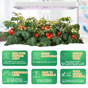 J&C LED Indoor Garden LED Height Adjustable LED Plant Grow Light, Built-in Smart Timer, Herb Garden Seed Starter Kit, Home Garden, Vegan Indoor Gardening, DIY Gifts, White（Plant &Pots Not Included