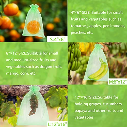 MIXC 50 Pcs Fruit Protection Bags,6''×8''Fruit Netting Bags for Fruit Trees Fruit Cover Mesh Bag with Drawstring Netting Barrier Bags for Plant Fruit Flower