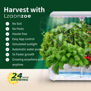 Hydroponics Growing System Indoor Garden, Indoor Gardening System with 14 Pods, WiFi Indoor Herb Garden, Herb Garden Kit Indoor with Grow Light, Adjustable Height Up to 20", Auto Pump, 5L Water Tank