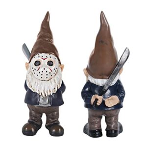 uluze garden gnomes jason movie little gnomes for office indoor decor gnomes decorations for yard 8″ tall halloween or garden decoration- brown