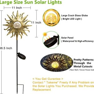 TAKE ME Sun Solar Lights Garden Outdoor Waterproof Metal Decorative Stakes for Patio Yard Walkway LawnPatio Valentine's Day Gifts Mother's Day Gifts