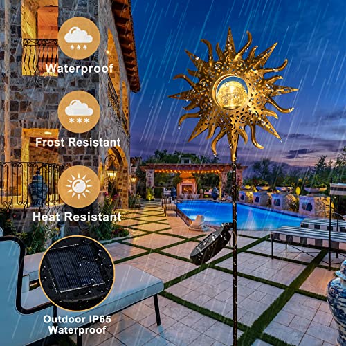 TAKE ME Sun Solar Lights Garden Outdoor Waterproof Metal Decorative Stakes for Patio Yard Walkway LawnPatio Valentine's Day Gifts Mother's Day Gifts