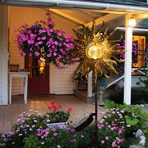 TAKE ME Sun Solar Lights Garden Outdoor Waterproof Metal Decorative Stakes for Patio Yard Walkway LawnPatio Valentine's Day Gifts Mother's Day Gifts