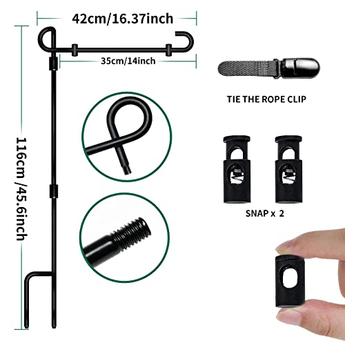 SZHLUX Garden Stand Premium Yard Pole Holder (35.4’’) Metal Powder-Coated Weather-Proof Paint with one Tiger Clip and Two Spring Stoppers Without Flag, Black