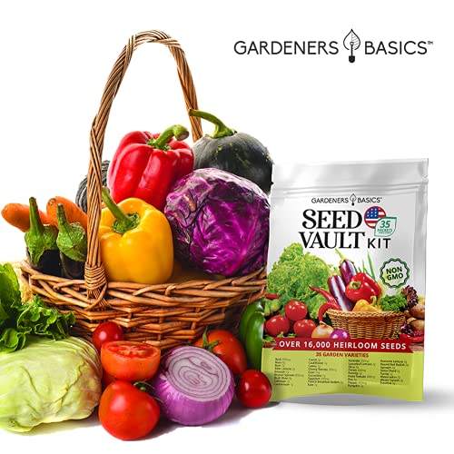 Survival Vegetable Seeds Garden Kit Over 16,000 Seeds Non-GMO and Heirloom, Great for Emergency Bugout Survival Gear 35 Varieties Seeds for Planting Vegetables 35 Plant Markers Gardeners Basics