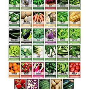 Survival Vegetable Seeds Garden Kit Over 16,000 Seeds Non-GMO and Heirloom, Great for Emergency Bugout Survival Gear 35 Varieties Seeds for Planting Vegetables 35 Plant Markers Gardeners Basics