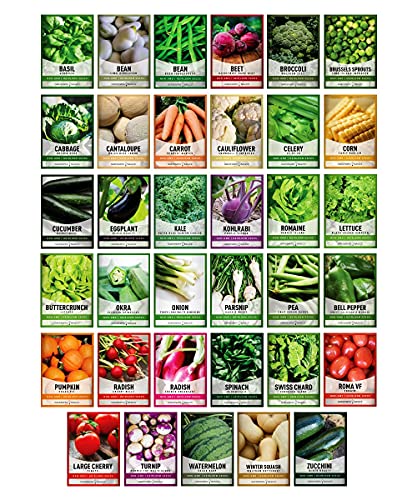 Survival Vegetable Seeds Garden Kit Over 16,000 Seeds Non-GMO and Heirloom, Great for Emergency Bugout Survival Gear 35 Varieties Seeds for Planting Vegetables 35 Plant Markers Gardeners Basics