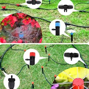 POANES Drip Irrigation Kit, 100FT Garden Watering System with 40FT 1/4 inch and 60FT 1/2 inch Blank Distribution Tubing Hose Distribution Tubing Adjustable Nozzle Emitters Sprinkler Barbed Fittings