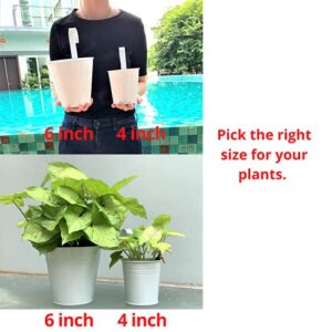 LaLaGreen Hanging Planters - 10 Pack, 4 Inch Balcony Railing Hanging Herb Garden Wall White Metal Bucket Fence Planter for Outdoor Plants Flower Pot Deck Rail Porch Window Box Hooks Macetas Colgante