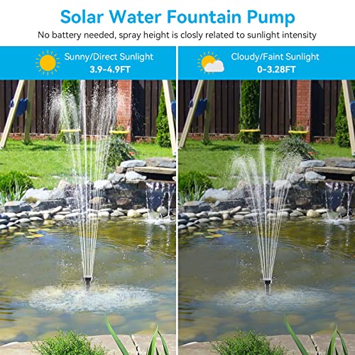 POPOSOAP Solar Water Pump 12W,Solar Water Fountain Pump with 12 Watt 18V Solar Panel, 160GPH Submersible Pump Adjustable Flow for Solar Fountain, Small Pond, Fish Pond, Garden, Pool, Bird Bath