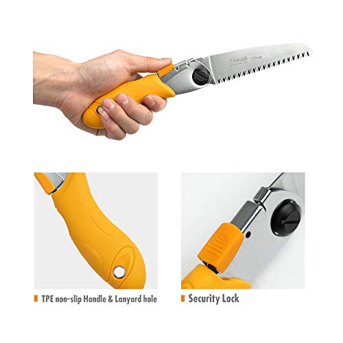 Folding Pruning Hand Saw 5 Inch Camping Wood Mini Small Saw Garden Tree Saw Japanese Pull Razor Teeth Saw Durable for Wood Branches Bone Camping with SK-5 Steel Blade.