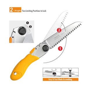 Folding Pruning Hand Saw 5 Inch Camping Wood Mini Small Saw Garden Tree Saw Japanese Pull Razor Teeth Saw Durable for Wood Branches Bone Camping with SK-5 Steel Blade.