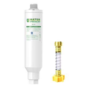 waterspecialist garden hose water filter with hose protector, compatible with mist cooling system, reduces chlorine, bad taste and odor for gardening and pets