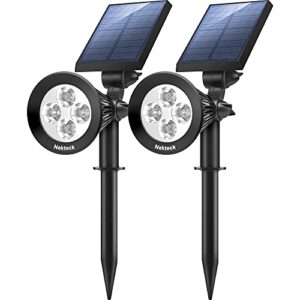 nekteck solar lights, 2-in-1 solar spot lights outdoor, waterproof solar powered landscape spotlights, bright and dark sensing, auto on/off for yard, pathway, garden, driveway (2 pack, white)