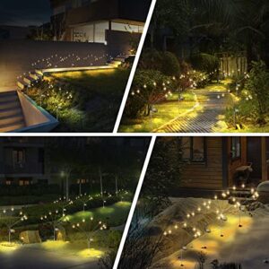 Solar Lights Outdoor Waterproof, Swaying Solar Garden Lights Firefly Lights Decorative Outdoor Lights Yard Lights, Dancing Fireflies Lights for Path Fence, Swaying When Wind Blows (4 Pack, Warm White)