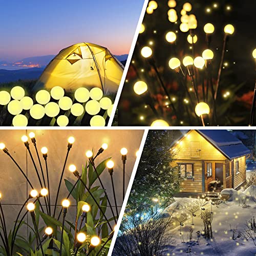 Solar Lights Outdoor Waterproof, Swaying Solar Garden Lights Firefly Lights Decorative Outdoor Lights Yard Lights, Dancing Fireflies Lights for Path Fence, Swaying When Wind Blows (4 Pack, Warm White)