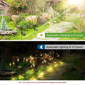 Solar Lights Outdoor Waterproof, Swaying Solar Garden Lights Firefly Lights Decorative Outdoor Lights Yard Lights, Dancing Fireflies Lights for Path Fence, Swaying When Wind Blows (4 Pack, Warm White)