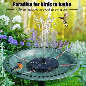 GAIZERL Solar Bird Bath Fountains Upgraded, 4W Solar Powered Water Fountain Pump with 7 Nozzles & 4 Fixers, 4000 Battery, 7 Colors LED Light for Garden, Pond, Pool, Fish Tank, and Outdoor