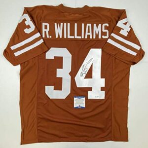 autographed/signed ricky williams texas orange college football jersey beckett bas coa