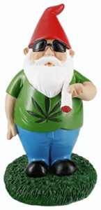 gnometastic smoking gnome garden statue, 8.5in – indoor or outdoor funny garden gnome statue, polyresin