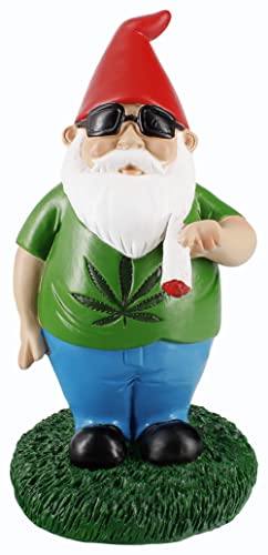 Gnometastic Smoking Gnome Garden Statue, 8.5in - Indoor or Outdoor Funny Garden Gnome Statue, Polyresin