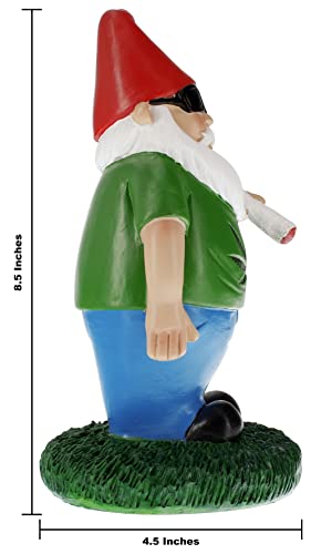 Gnometastic Smoking Gnome Garden Statue, 8.5in - Indoor or Outdoor Funny Garden Gnome Statue, Polyresin