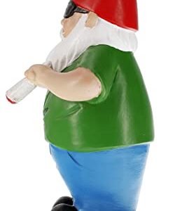 Gnometastic Smoking Gnome Garden Statue, 8.5in - Indoor or Outdoor Funny Garden Gnome Statue, Polyresin