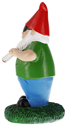 Gnometastic Smoking Gnome Garden Statue, 8.5in - Indoor or Outdoor Funny Garden Gnome Statue, Polyresin