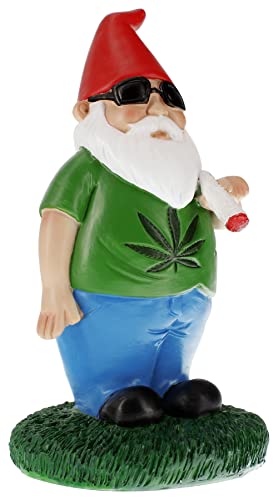 Gnometastic Smoking Gnome Garden Statue, 8.5in - Indoor or Outdoor Funny Garden Gnome Statue, Polyresin