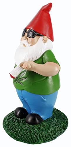 Gnometastic Smoking Gnome Garden Statue, 8.5in - Indoor or Outdoor Funny Garden Gnome Statue, Polyresin