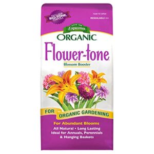 espoma organic flower-tone 3-4-5 natural & organic plant food; 4 lb. bag; organic fertilizer for flowers, annuals, perennials & hanging baskets. blossom booster. pack of 2