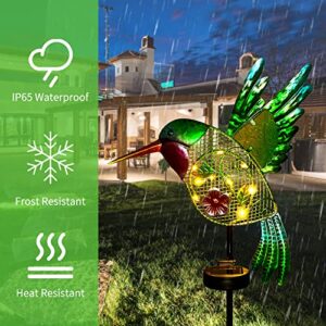 dreamysoul Outdoor Solar Garden Lights, Metal Hummmingbird Garden Stake Lights for Outdoor Garden Patio Yard Pathway