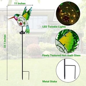 dreamysoul Outdoor Solar Garden Lights, Metal Hummmingbird Garden Stake Lights for Outdoor Garden Patio Yard Pathway