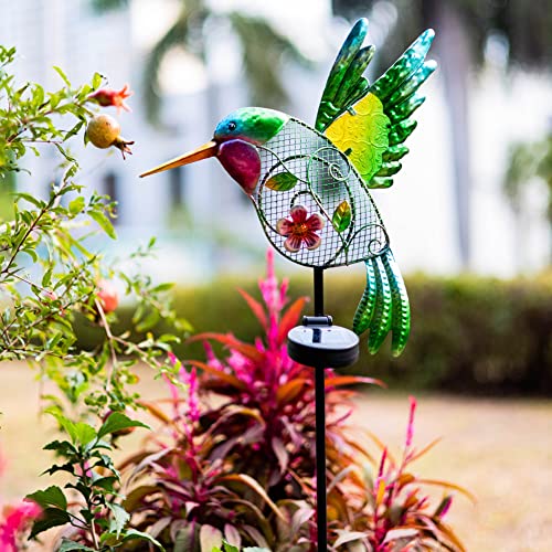 dreamysoul Outdoor Solar Garden Lights, Metal Hummmingbird Garden Stake Lights for Outdoor Garden Patio Yard Pathway