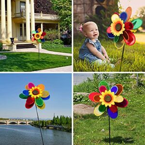 Garden Wind Spinners, Sunflower Windmills Lawn Decor, 12 Inch Rainbow Pinwheels for Yard and Garden, Outdoor Lawn Ornaments Wind Spinner Yard Art (2, Colour2)