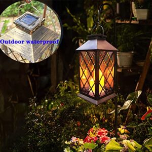 nanzhujin Solar Lantern Outdoor, Garden Hanging Lantern- PVC Waterproof 3 LED Flickering Flameless Candle Decorative Lights for Table,Outdoor,Party, 00-1, Copper